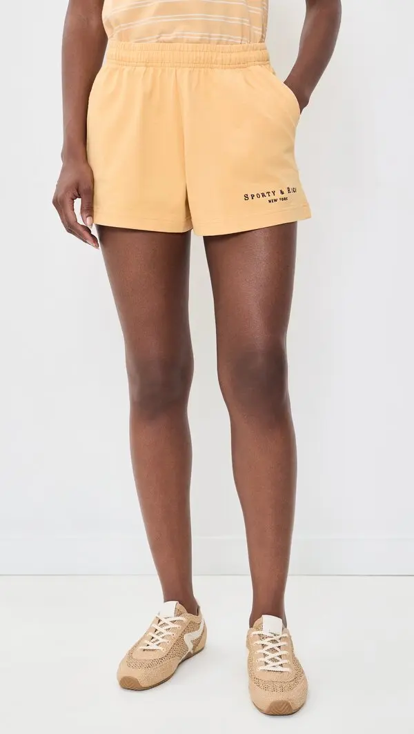 SPORTY & RICH Title Embroidered Disco Shorts