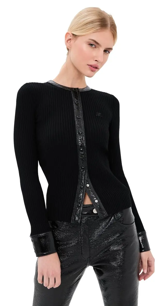 COURREGES Contrasted Vinyl Cardigan - Black