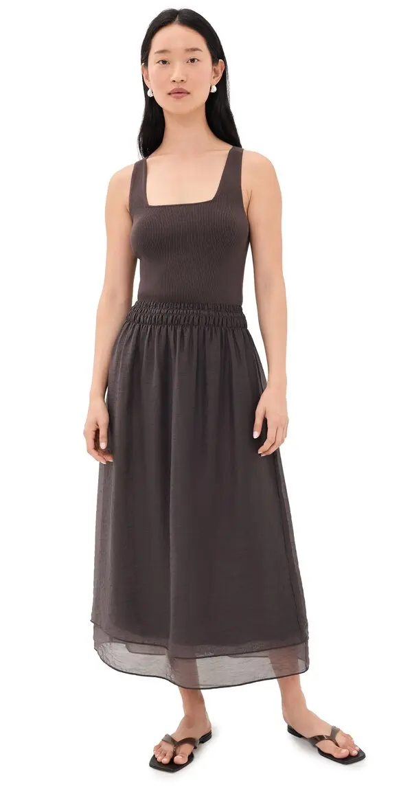 Vince Square Neck Mixed Media Dress