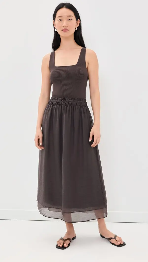 Vince Square Neck Mixed Media Dress
