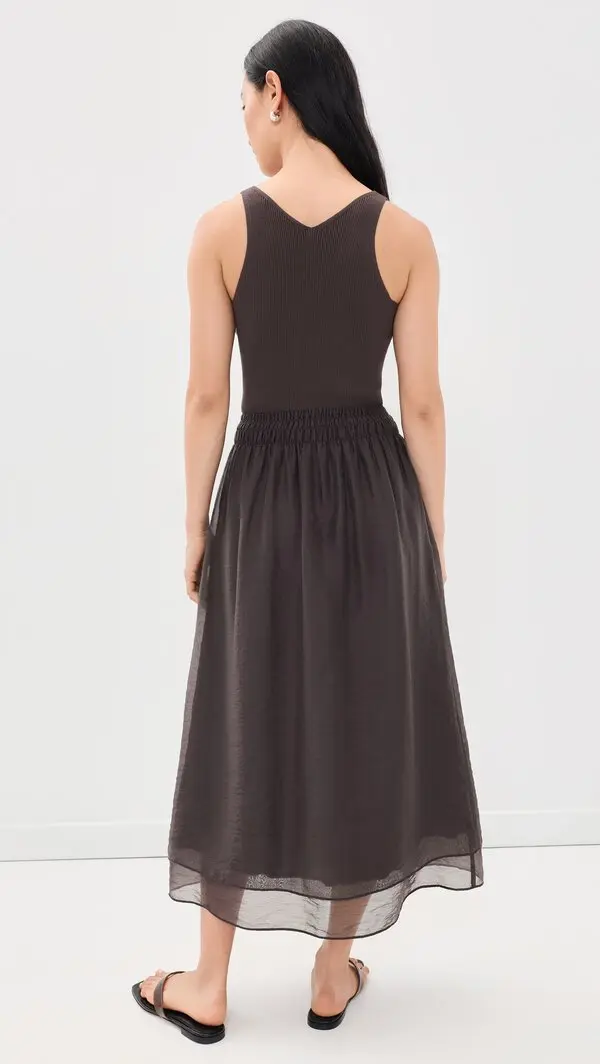 Vince Square Neck Mixed Media Dress