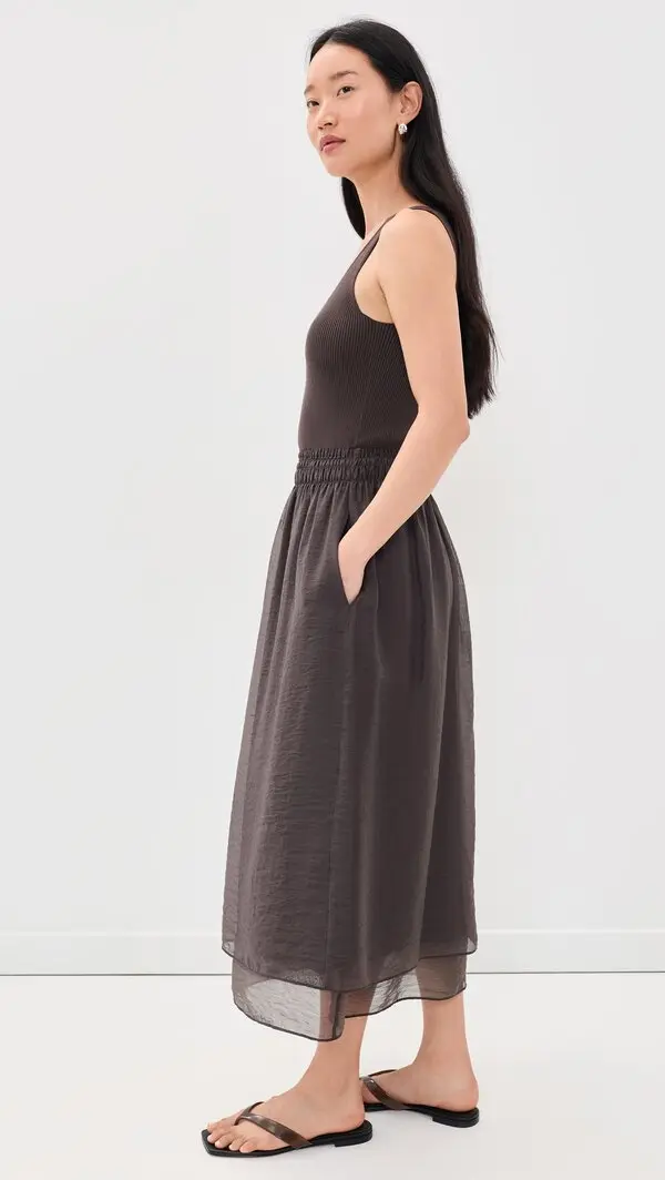 Vince Square Neck Mixed Media Dress
