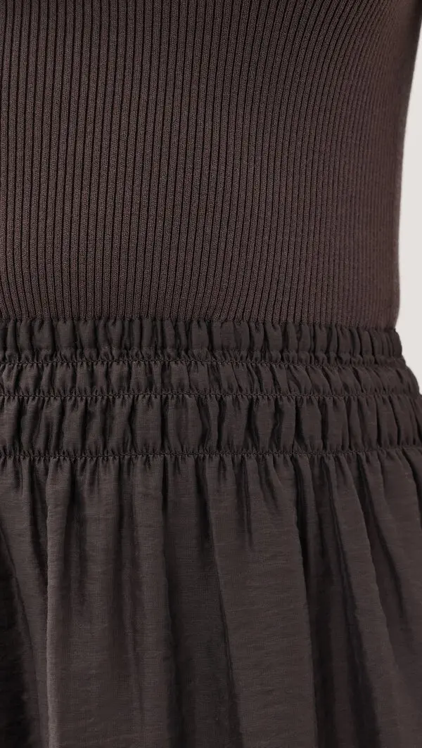 Vince Square Neck Mixed Media Dress