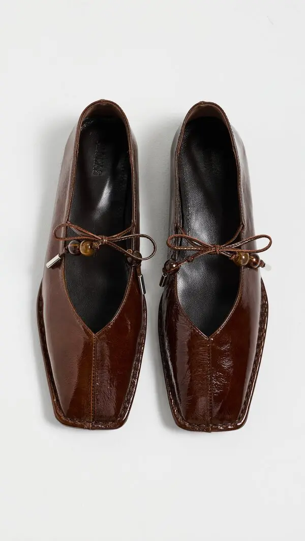ALOHAS Sway Beads Leather Ballet Flats