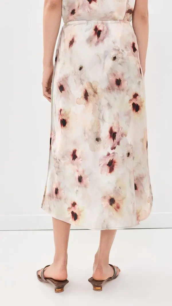 Vince Watercolor Floral Slip Skirt