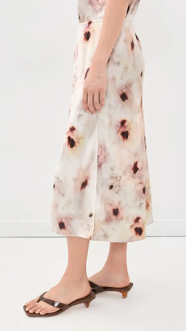 Vince Watercolor Floral Slip Skirt