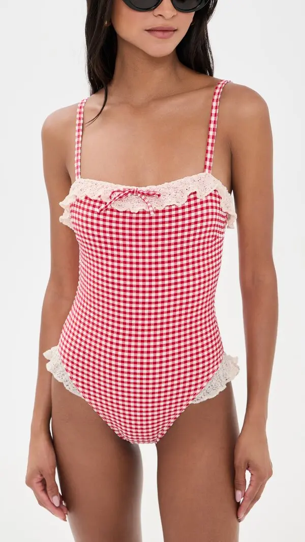 MONTCE Micro Gingham Jacelyn Ruffle One Piece