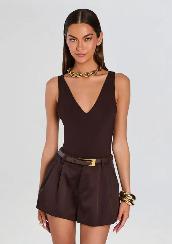 SANS FAFF Plunge V Bodysuit - Espresso