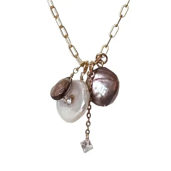 RARE MATTERS JEWELRY Pearl Coin Pendant Necklace - Yellow