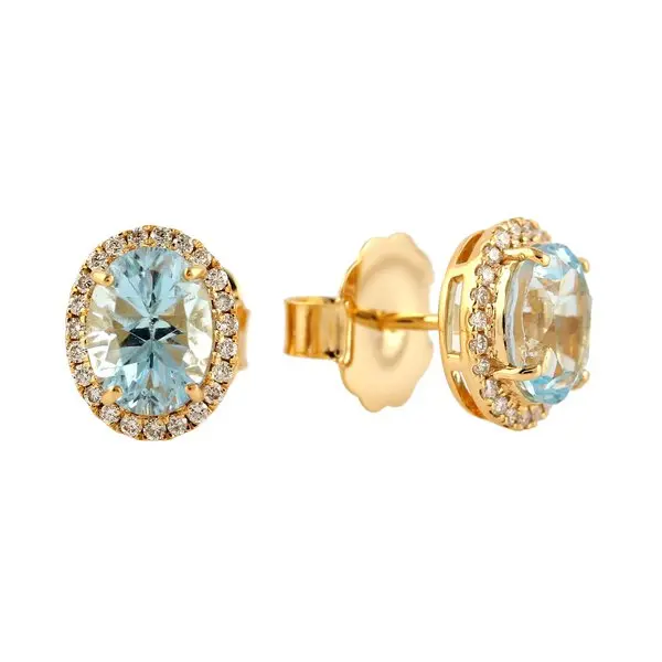 ARTISAN Gold / Blue / White Blue Topaz & Diamond Stud Earrings In 18k Yellow Gold - Gold/blue/white