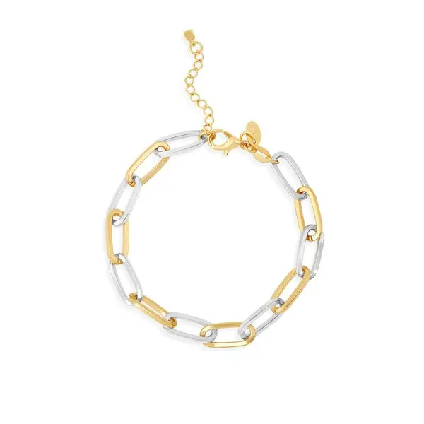 SHYMI Silver / Gold Ten Mm Two Tone Oval Paper Clip Bracelet - Silver/gold