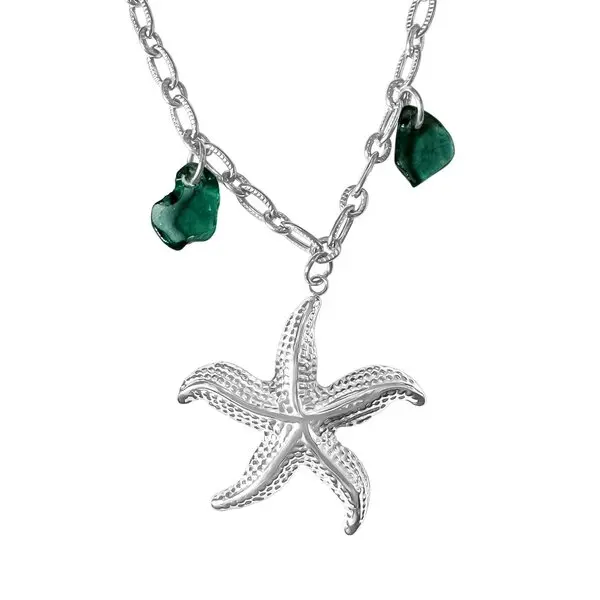 GLASSTYK Starfish Necklace Sea Glass Steel - Blue