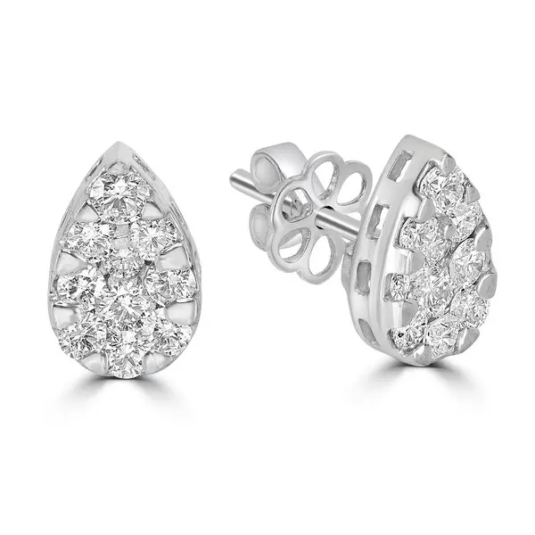 ARTISAN Pear Shape Diamond Cluster Stud Earrings In 18k Gold