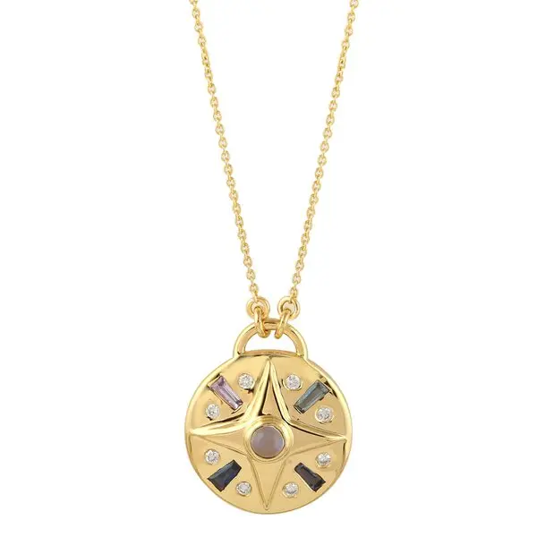 ARTISAN Gold / Yellow Multi Gemstone Star Medallion Pendant Necklace In 18k Yellow Gold - Gold/yellow