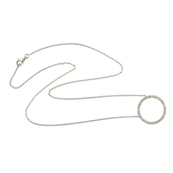 ARTISAN White / Gold Diamond Circle Pendant Necklace In 18k White Gold