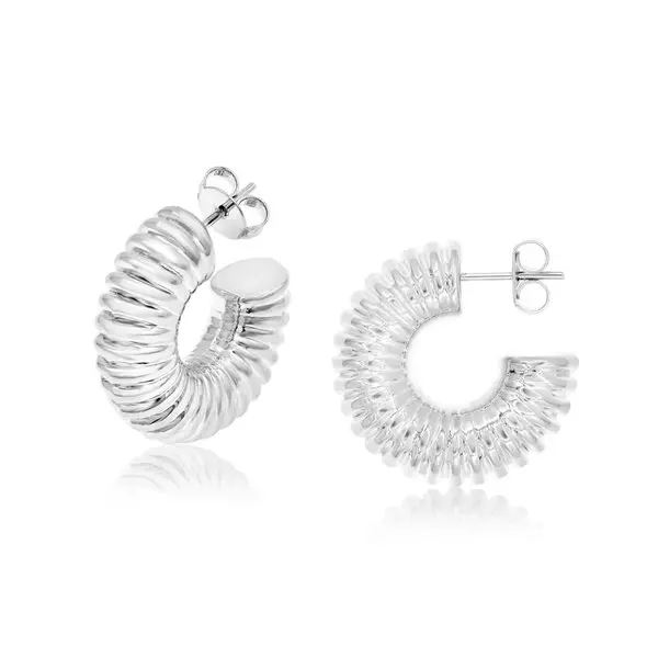SHYMI 18k Yellow Filled Textured Hoop Earrings - Silver