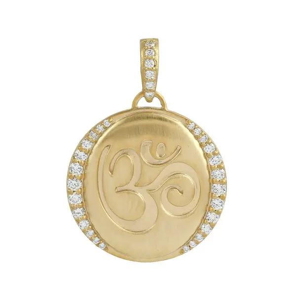 ARTISAN White / Gold Om Diamond Medallion Pendant In 14k Yellow Gold - White/gold