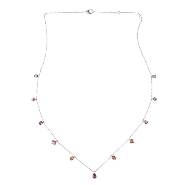 ARTISAN 18k White Gold Multi-shape Ice Diamond Station Necklace - White/brown