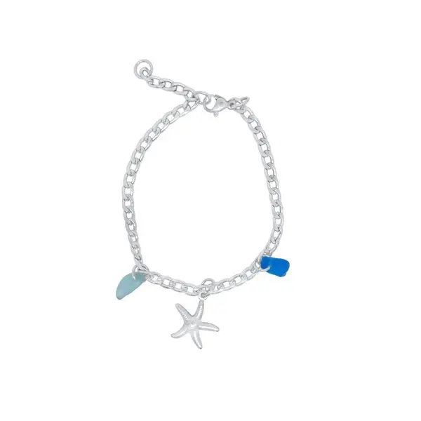 GLASSTYK Starfish Bracelet With Sea Glass Steel