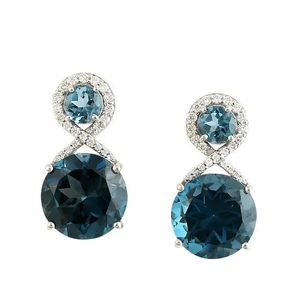 ARTISAN White / Blue 14k White Gold London Blue Topaz & Diamond Drop Earrings - White/blue