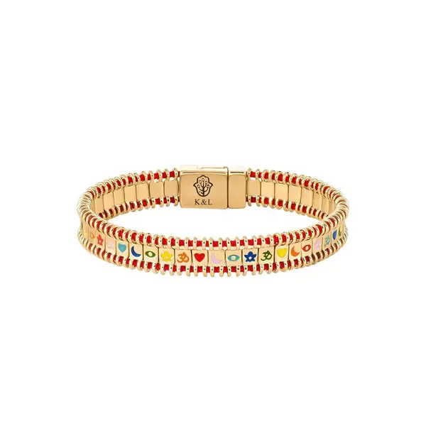 KARMA AND LUCK Red / Gold Divine Prism Red String Tennis Bracelet