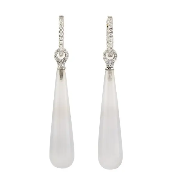 ARTISAN Chalcedony And Diamond Drop Earrings In 18k Gold