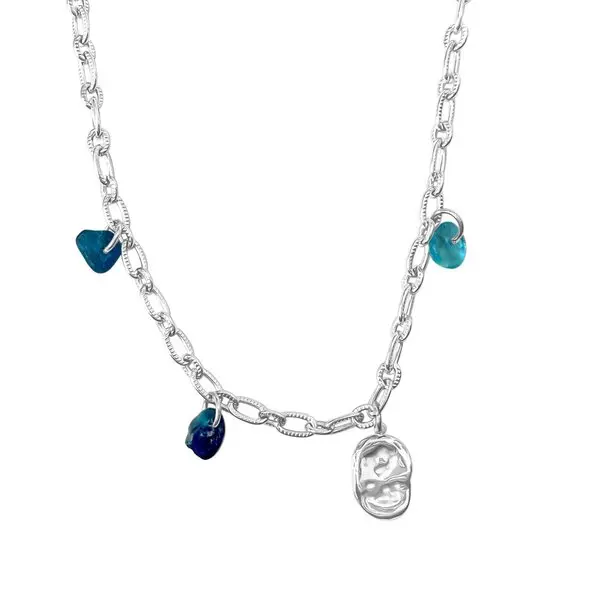GLASSTYK Sea Glass And Surgical Steel Anklet - Blue