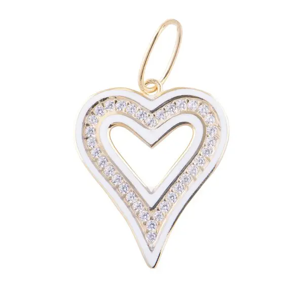 SHYMI White / Gold Enamel Open Heart Charm White