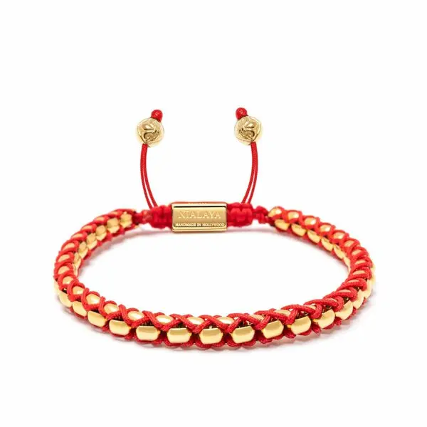 NIALAYA JEWELRY Gold / Red Red String Box Chain Bracelet In Gold