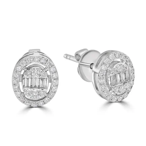 ARTISAN Diamond Double Halo Cluster Stud Earrings In 18k Gold