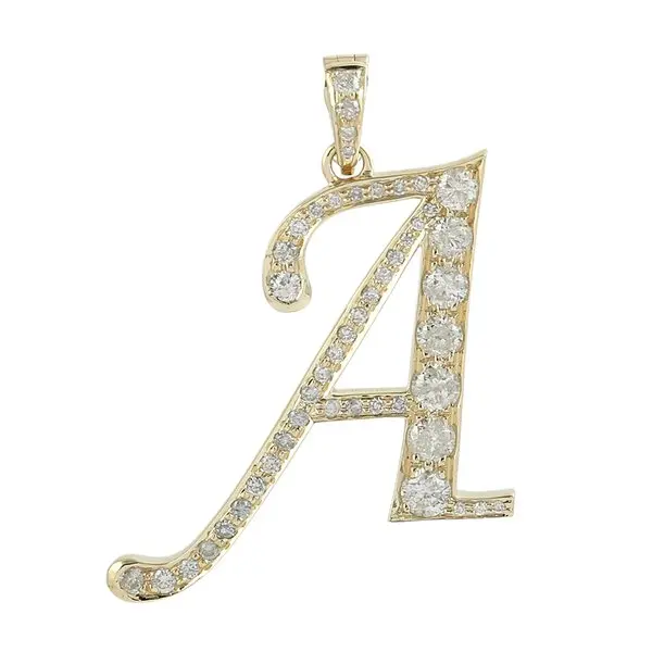 ARTISAN Gold / White Diamond Initial “a” Pendant In 14k Yellow Gold