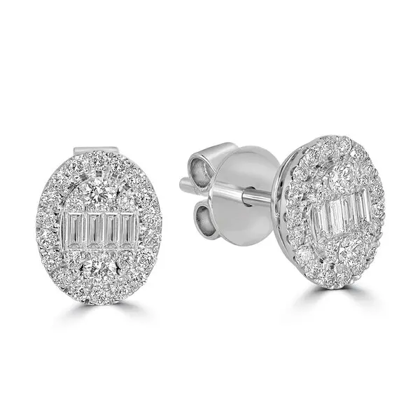 ARTISAN Diamond Triple Halo Cluster Stud Earrings In 18k Gold