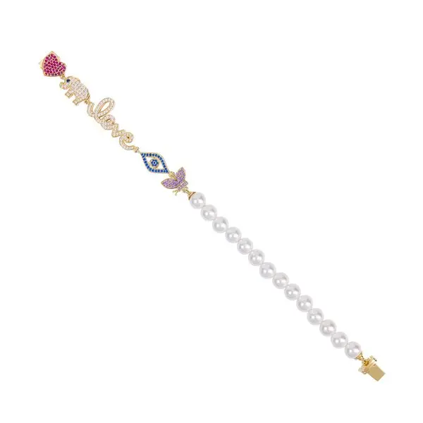 Arte Madrid Seaside Treasures Emoji Pearl Bracelet - Gray/yellow