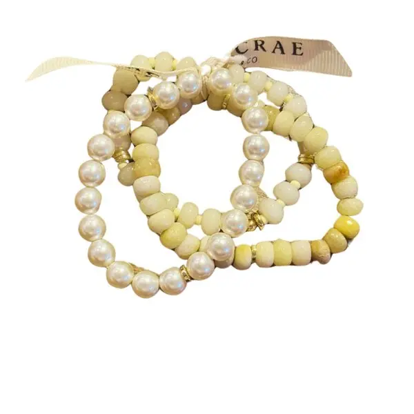 MACRAE & CO. Neutrals Mixed Rock Bracelet Cream