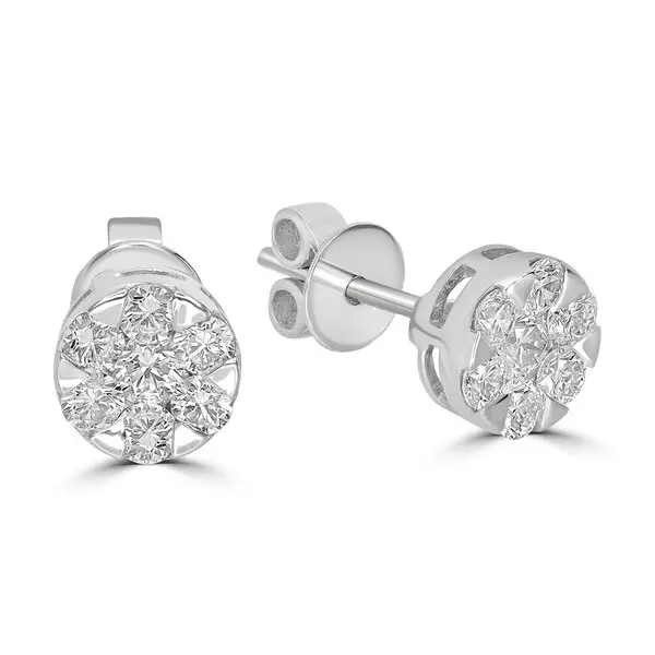 ARTISAN Round Diamond Cluster Earrings In 18k Gold