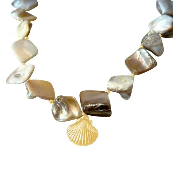 GLASSTYK 18kt -plated Surgical Steel Shell Necklace