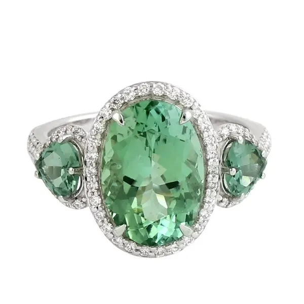 ARTISAN 18k White Gold Green Tourmaline And Diamond Ring - White/green