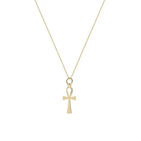 SPERO LONDON 9ct Solid Egyptian Ankh Necklace - Gold