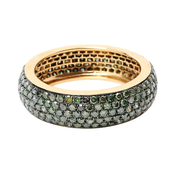 ARTISAN Green Diamond Pavé Band Ring In 14k Yellow