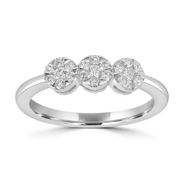 ARTISAN Three-cluster Diamond Ring In 18k Gold - White
