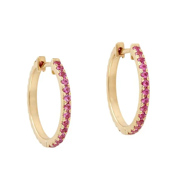 ARTISAN Pink Sapphire Hoop Earrings In 18k Yellow