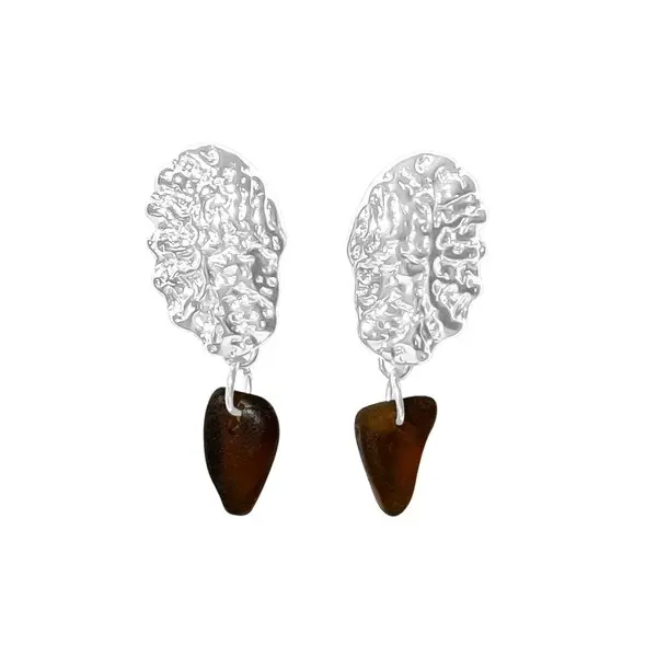 GLASSTYK Sea Urchin Earrings Sea Glass Steel