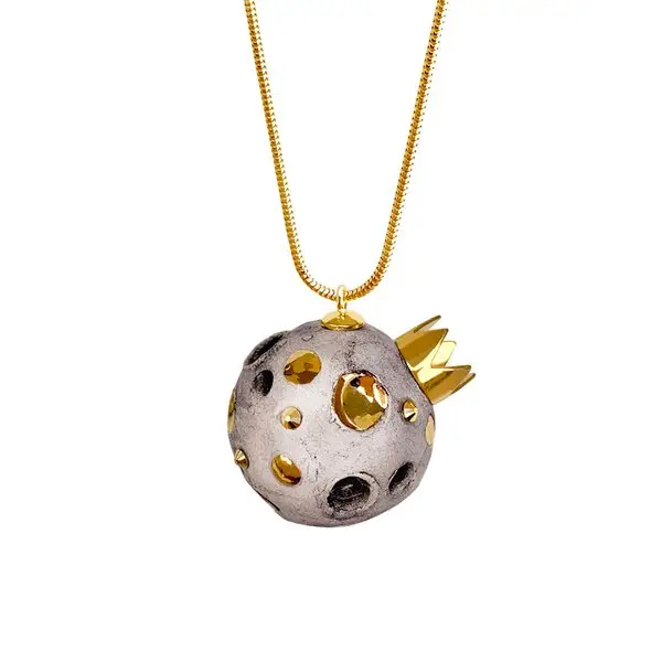 SCULP Grey / Gold Urban Prince Moon Necklace - Grey/gold