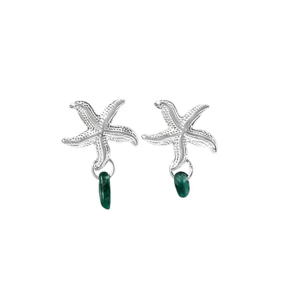 GLASSTYK Starfish Erraings Sea Glass Steel - Blue