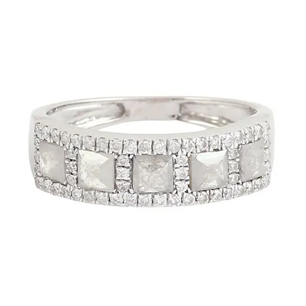 ARTISAN Rose Cut Ice Diamond Band Ring In 18k Gold