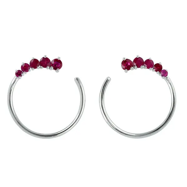 ARTISAN 18k Gold Ruby Hoop Earrings