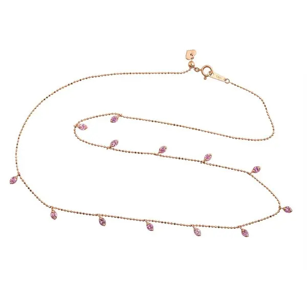 ARTISAN Rose Gold / Pink Pink Sapphire Drop Station Necklace In 18k Rose Gold