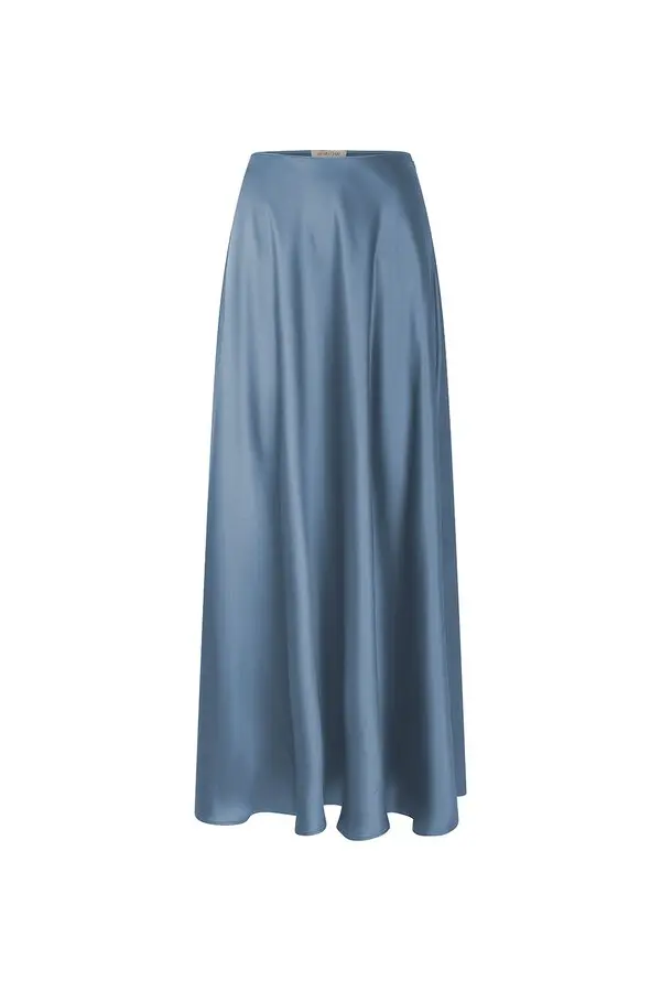 HEIRLOME Antonia Silk Satin Maxi Skirt - Dresden Blue