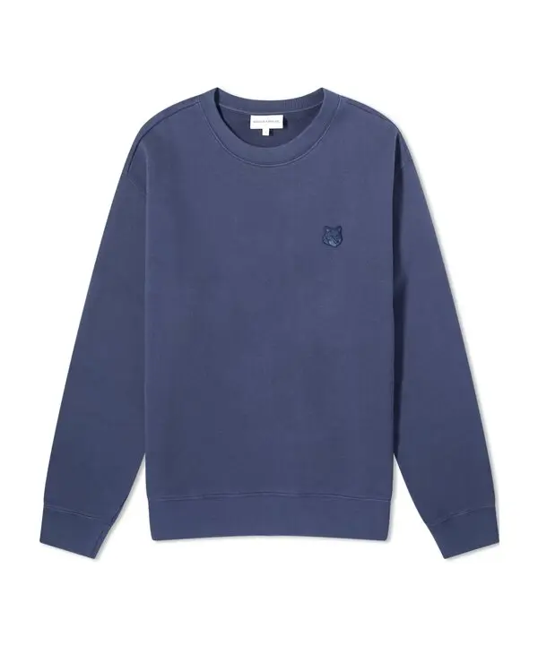 Maison Kitsuné Bold Fox Head Patch Crewneck Sweatshirt - Blue