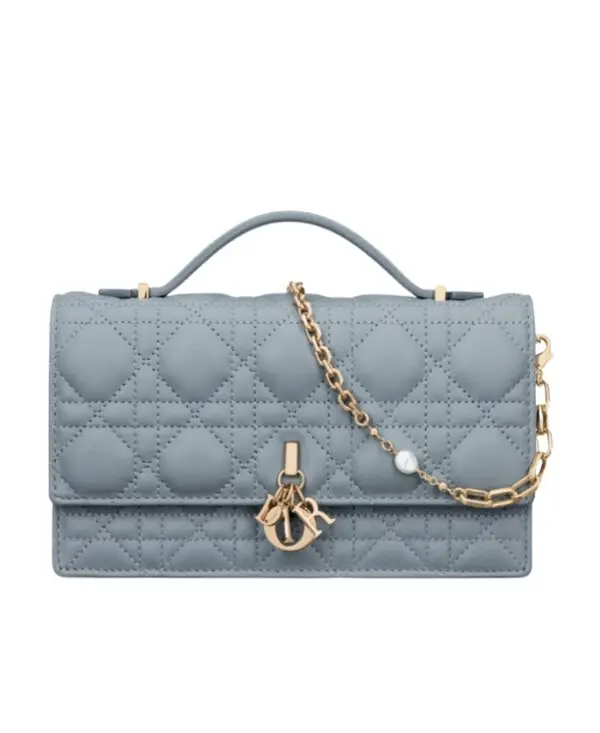 Dior Lady Top Handle Clutch - Gray